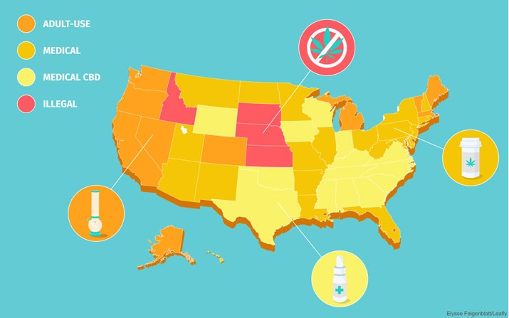 U.S. Marijuana Map (February 2019)